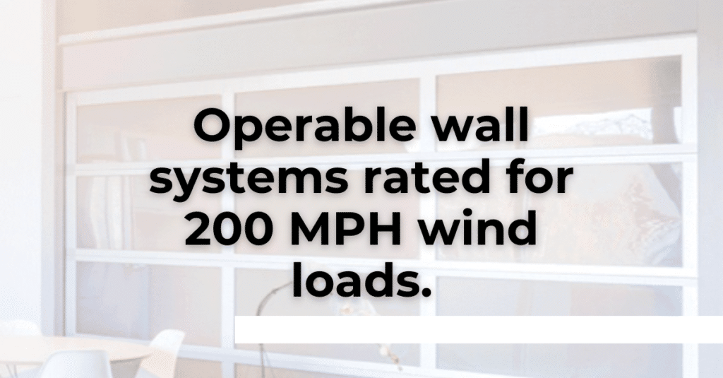 Which operable wall systems are rated for 200 MPH wind loads?